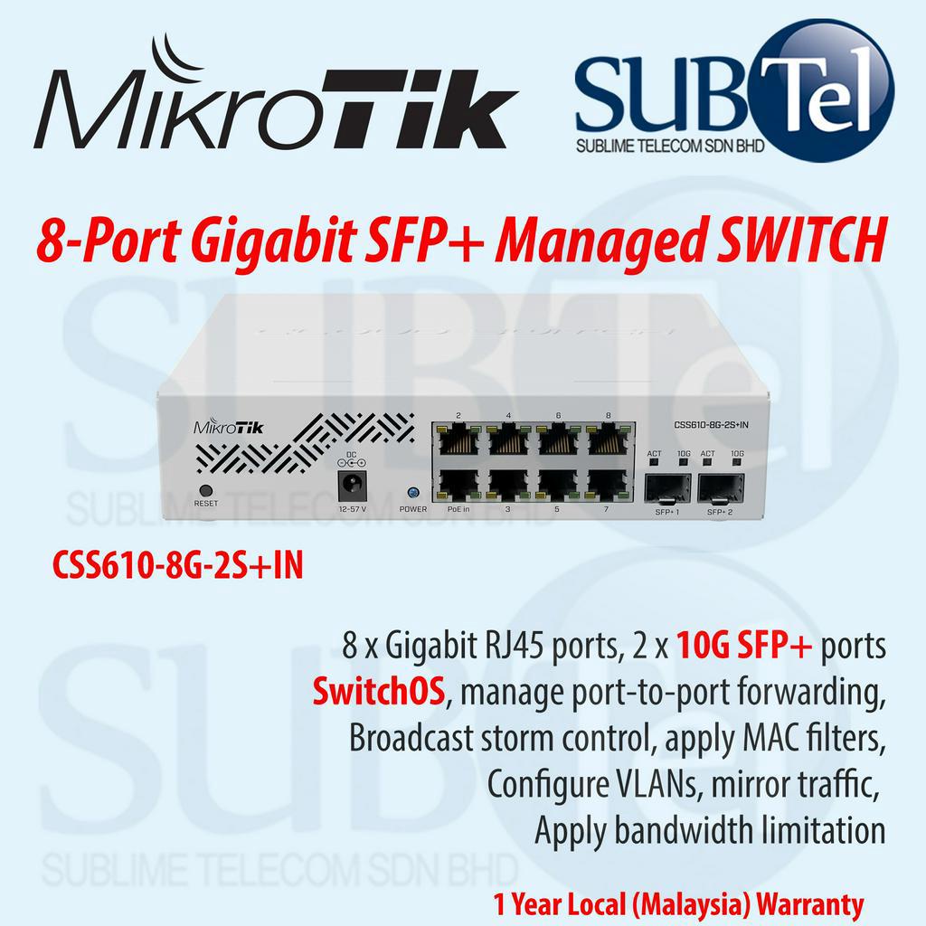 Mikrotik Css610 8g 2s In 8 Port Gigabit Managed Switch With Two Sfp Ports Swos Powered Shopee