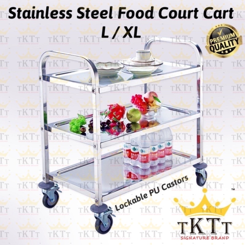TKTT Stainless Steel Food Court Collector Cart Food Serving Utility ...