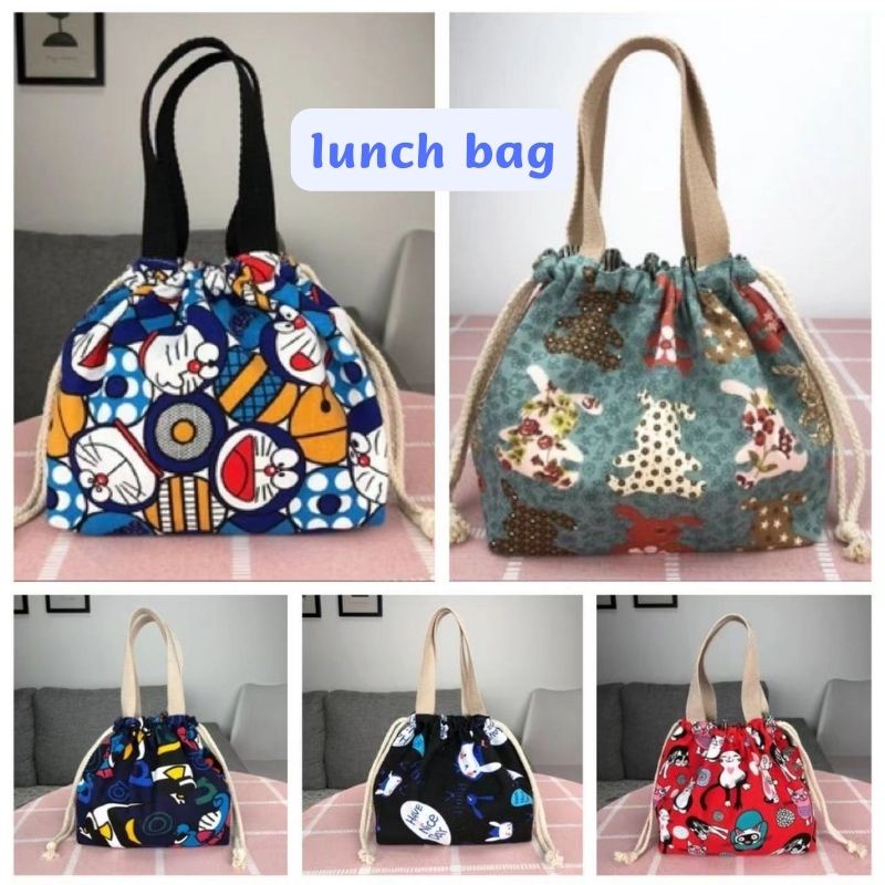 Portable Drawstring Bag with Rice Portable Canvas Bento Bag Japanese ...