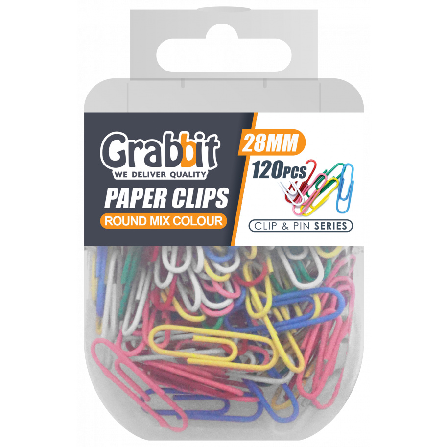 GRABBIT PAPER CLIPS 28MM ROUND MIX COLOR (120PCS) | Shopee Malaysia