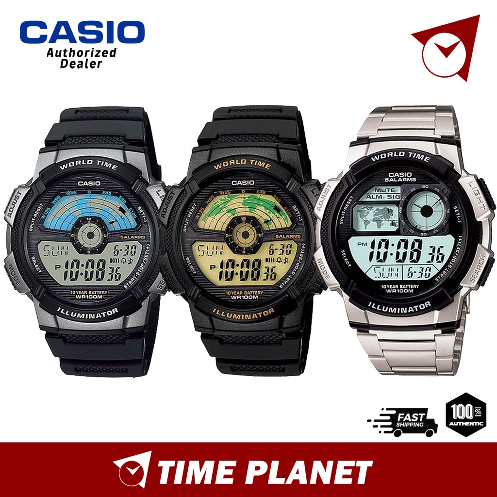 [Official Warranty] Casio Series Man Digital Steel Resin World Time ...
