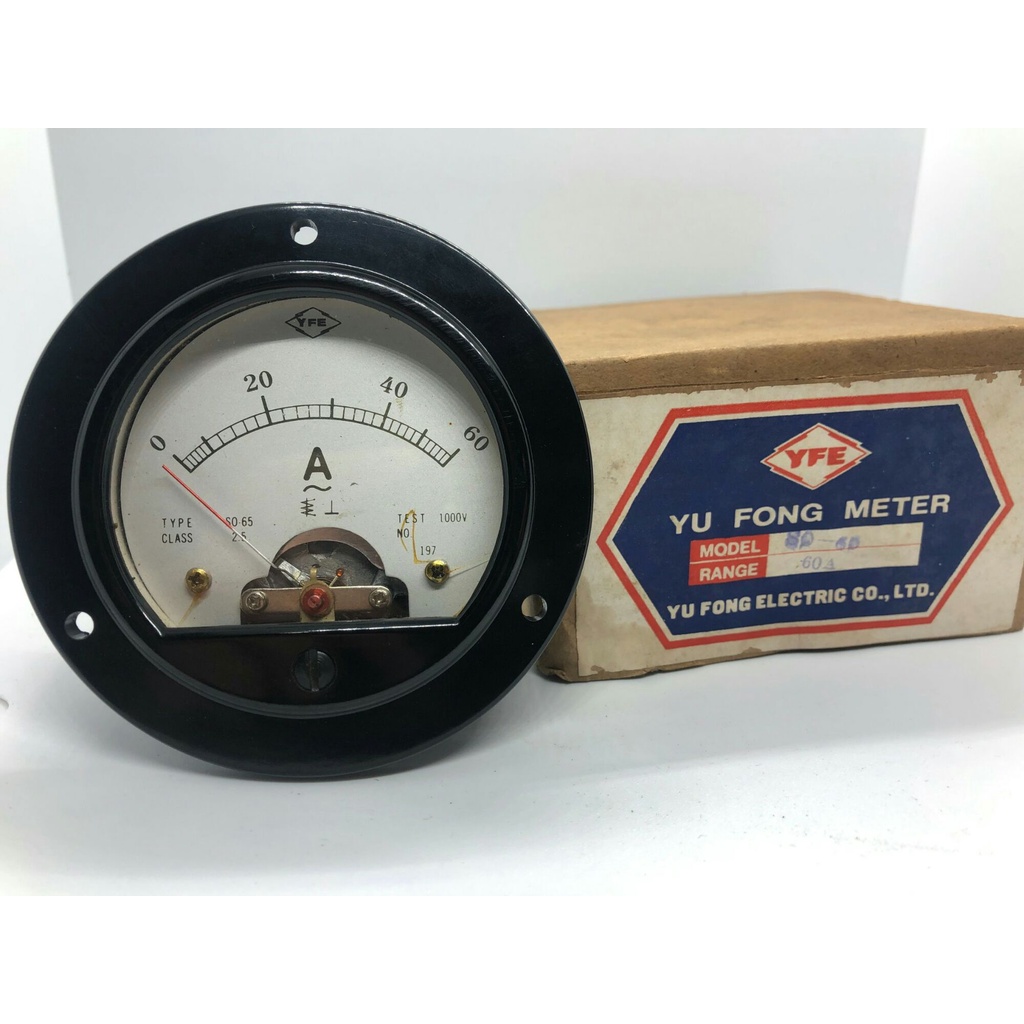 (1pc) AC Ammeter 0-60A Model So-65 AC60A Round Type Made in Taiwan YU ...