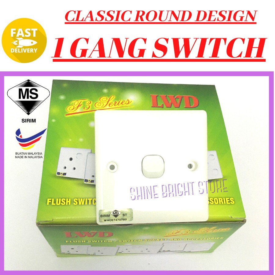 LWD 1 Gang 1 Way Switch / 1Gang 2 Way / Suis 1 Butang / 1gang Switches ...