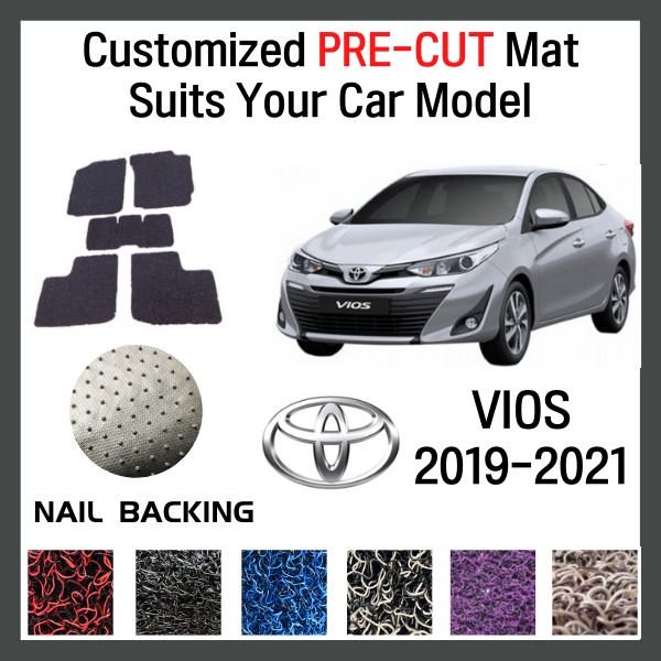 TOYOTA VIOS 2019-2021 Customized Car Coil Floor Mat Carpet Nail Backing ...