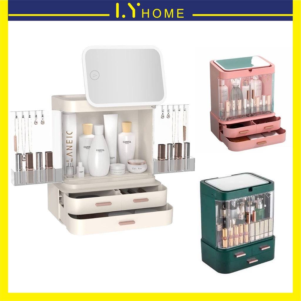 LED Light Portable Cosmetic Makeup Storage Box/Organizer Dust Proof ...