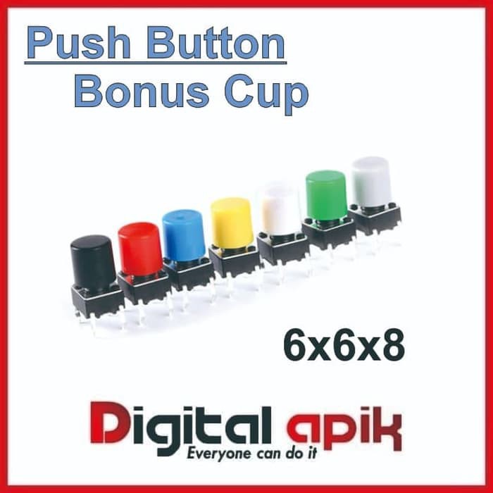 TOMBOL Push Button Switch Tactile + Cup Cap Button Cap 4 Feet 4p 6x6x8 ...