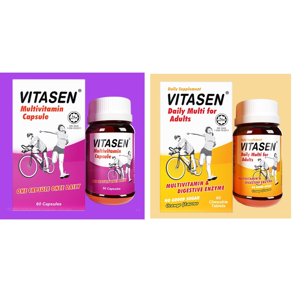 VITASEN Multivitamin for Adults 60s Capsules / 60s Chewable Tablets ...