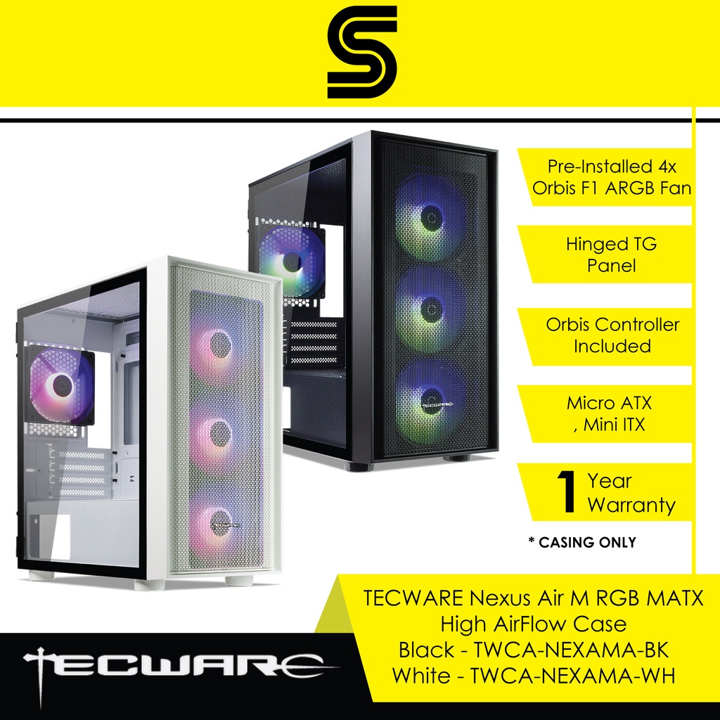 Tecware Nexus Air M RGB MATX Case - Black/White | Shopee Malaysia