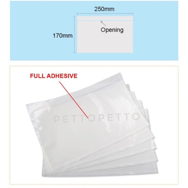 HIGH QUALITY Consignment Note Pocket Flyer Courier Plastic Address Slip ...