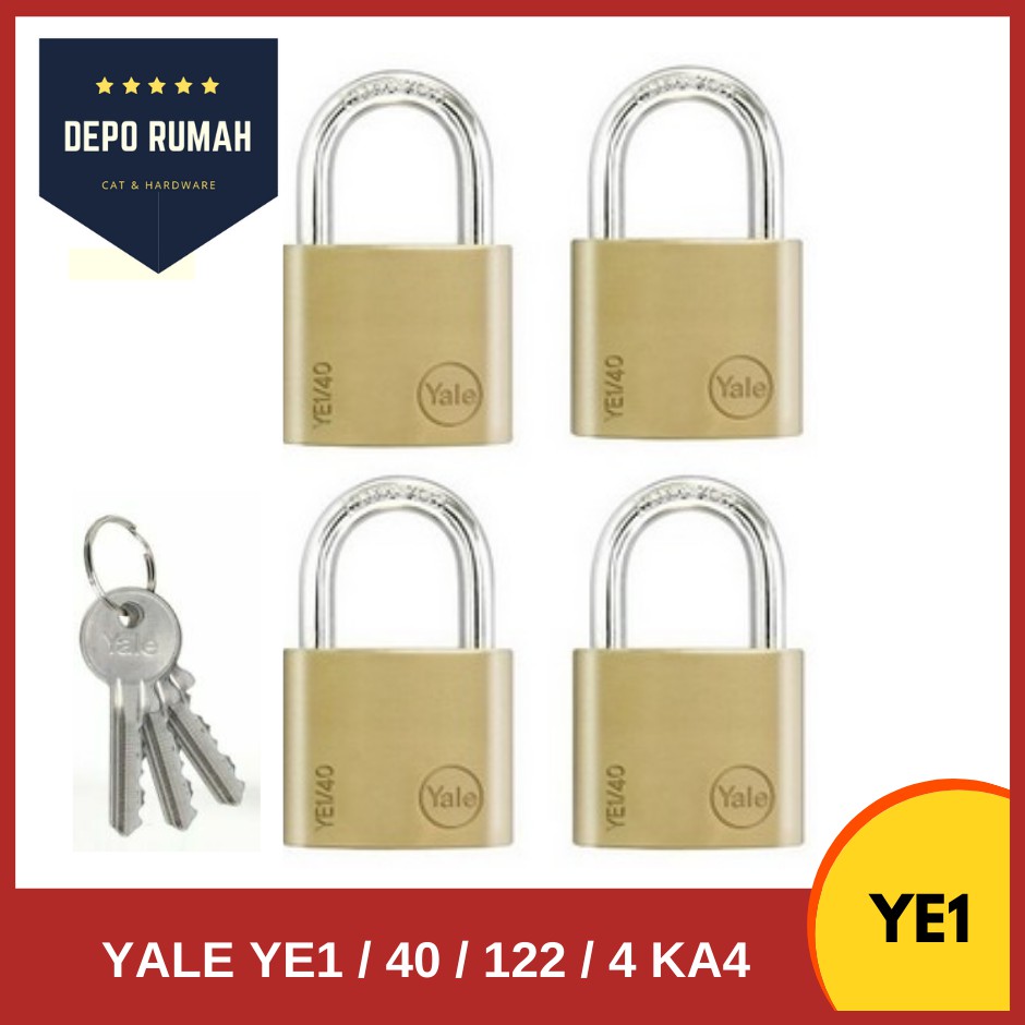 4PCS 40MM Yale YE1/40/122/4 40mm Brass Padlock with Key Alike | Shopee ...