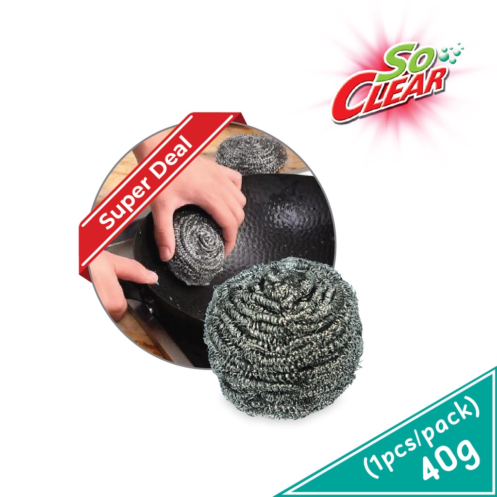 SO CLEAR Heavy Duty Metallic Stainless Steel Spiral Ball Dish Wash 1 ...