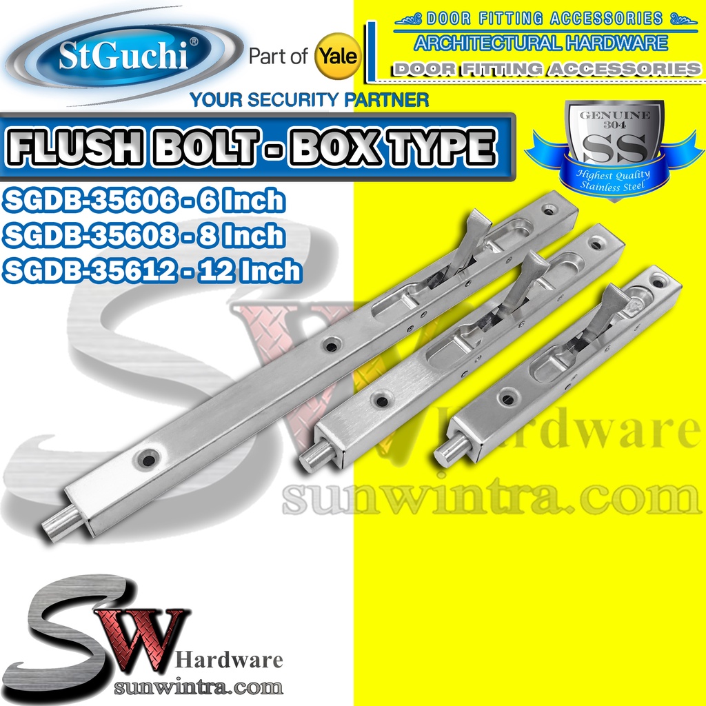ST GUCHI Stainless Steel SUS304 Box Type Flush Bolt 6 Inch 8 Inch 12 Inch SGDB-35606 SGDB-35608 ...