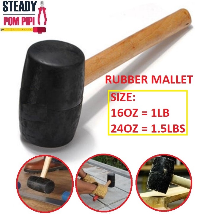 16OZ 24OZ RUBBER MALLET WITH WOODEN HANDLE / TUKUL GETAH / HAMMER GETAH ...