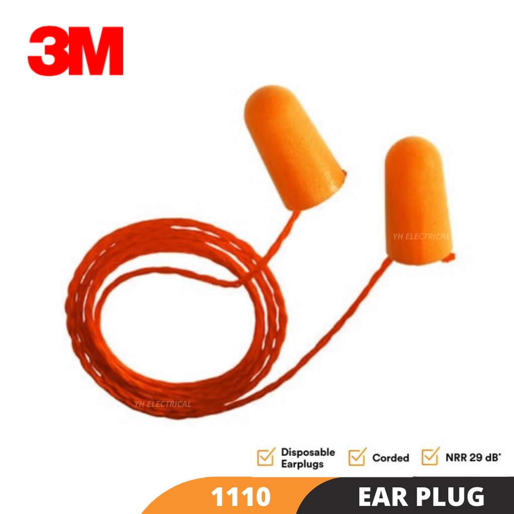 3M 1110 Corded Foam Ear Plugs NRR 29 dB / Penyumbat Telinga | Shopee Malaysia