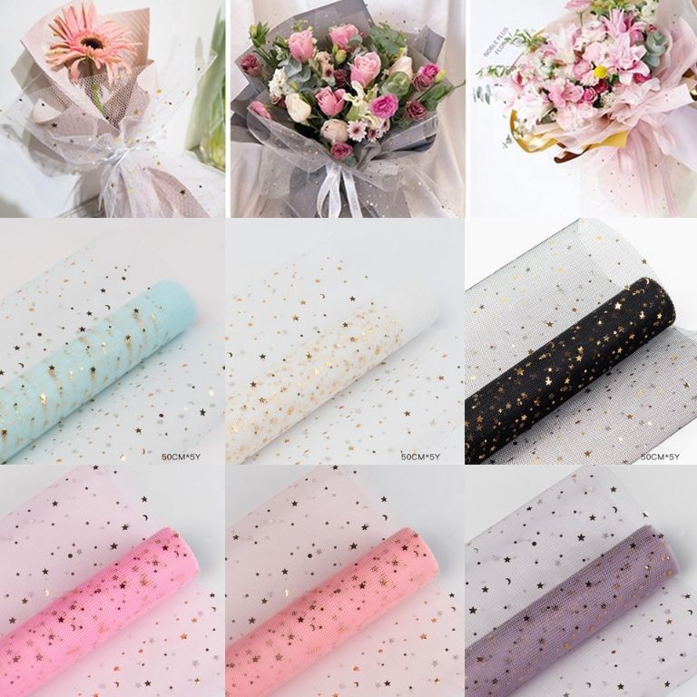 5 yard Moon-star Net bouquet net wrapping net Gift Net Yarn Pembalut ...