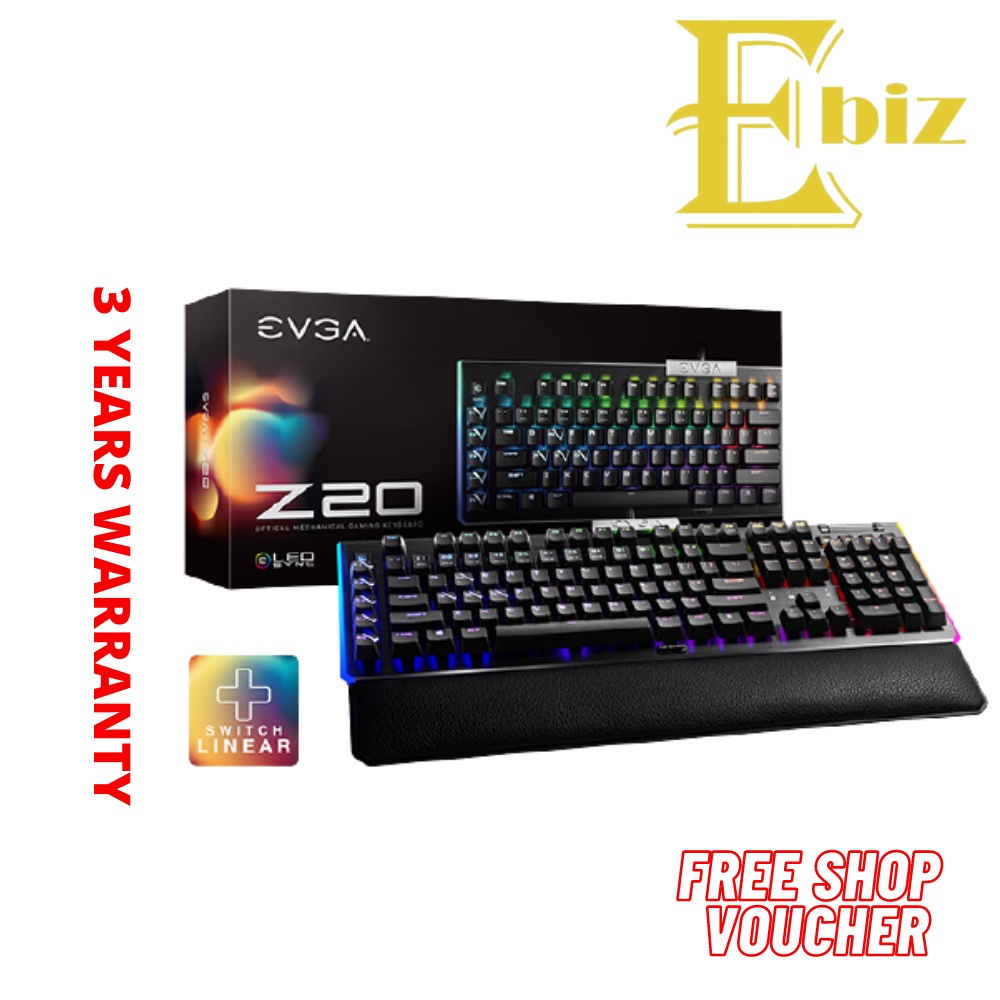 EVGA Z20 RGB OPTICAL MECHANICAL WIRED USB GAMING KEYBOARD | LINEAR ...