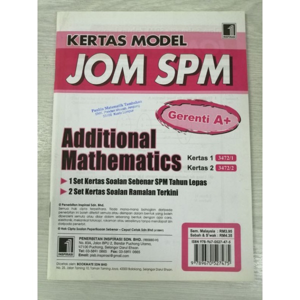 SPM KSSM KBSM Bahasa Melayu AddMath Exercise Matematik Tambahan Pendidikan Moral Sejarah Nota ...
