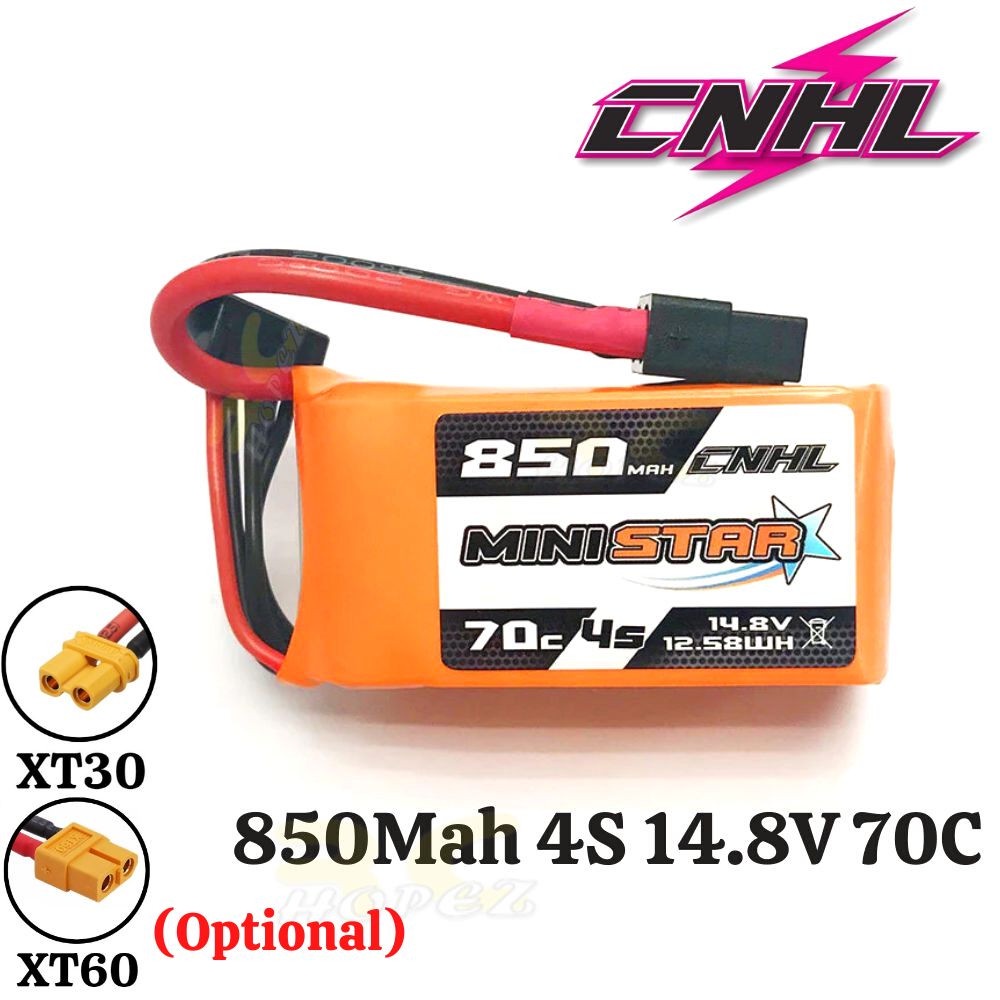 CNHL MiniStar 14.8V 850mAh 70C 4S Lipo Battery with XT60/XT30 Plug (Optional) CNHL850/70-4S ...
