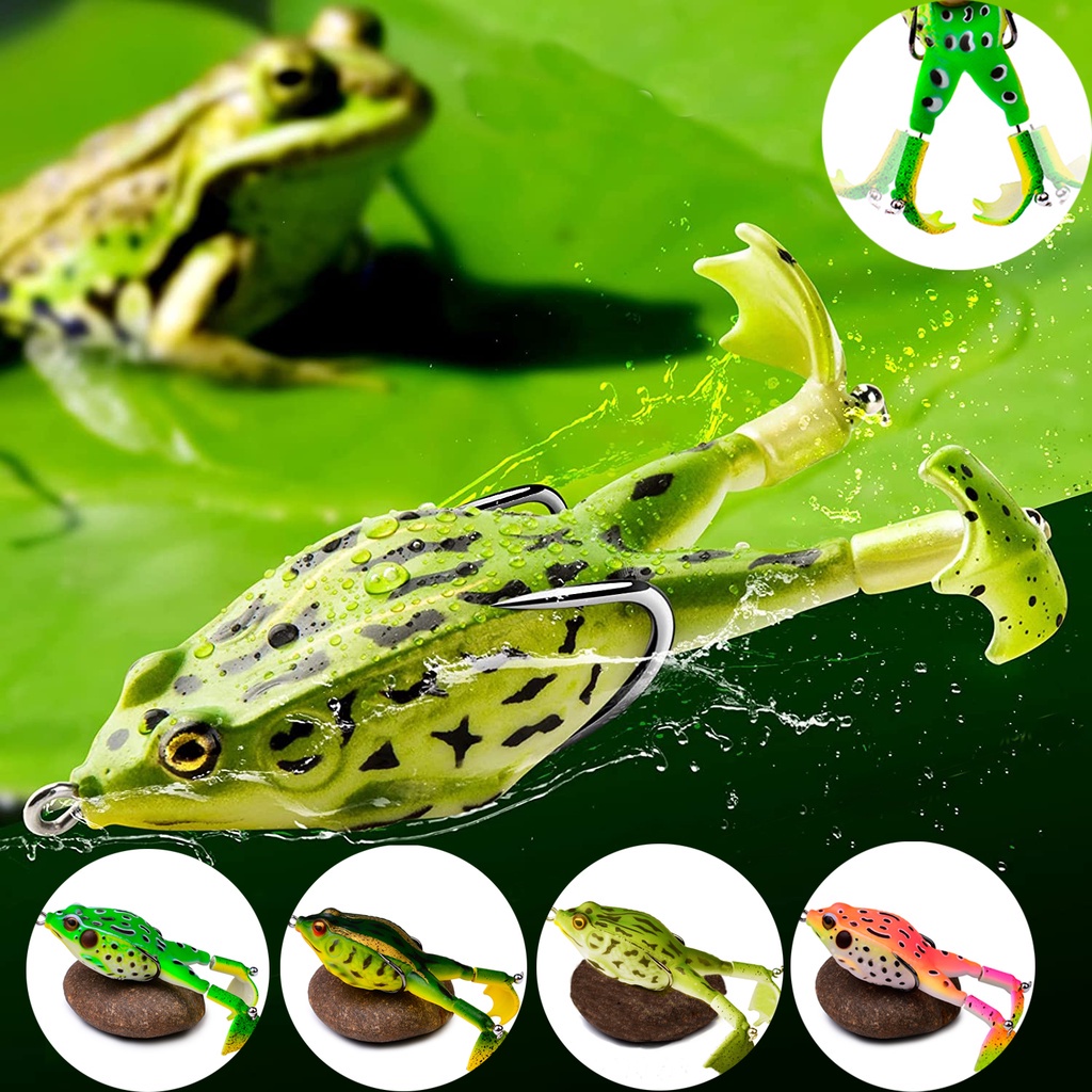 1 piece umpan katak Fishing Lure Rotating Legs Soft Frog Artificial ...