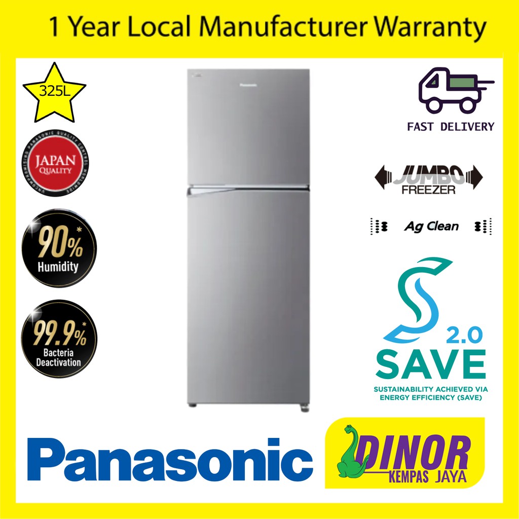 Panasonic 325L 2 Door Refrigerator NR-BL342PSMY InverterWide Fresh Case ...