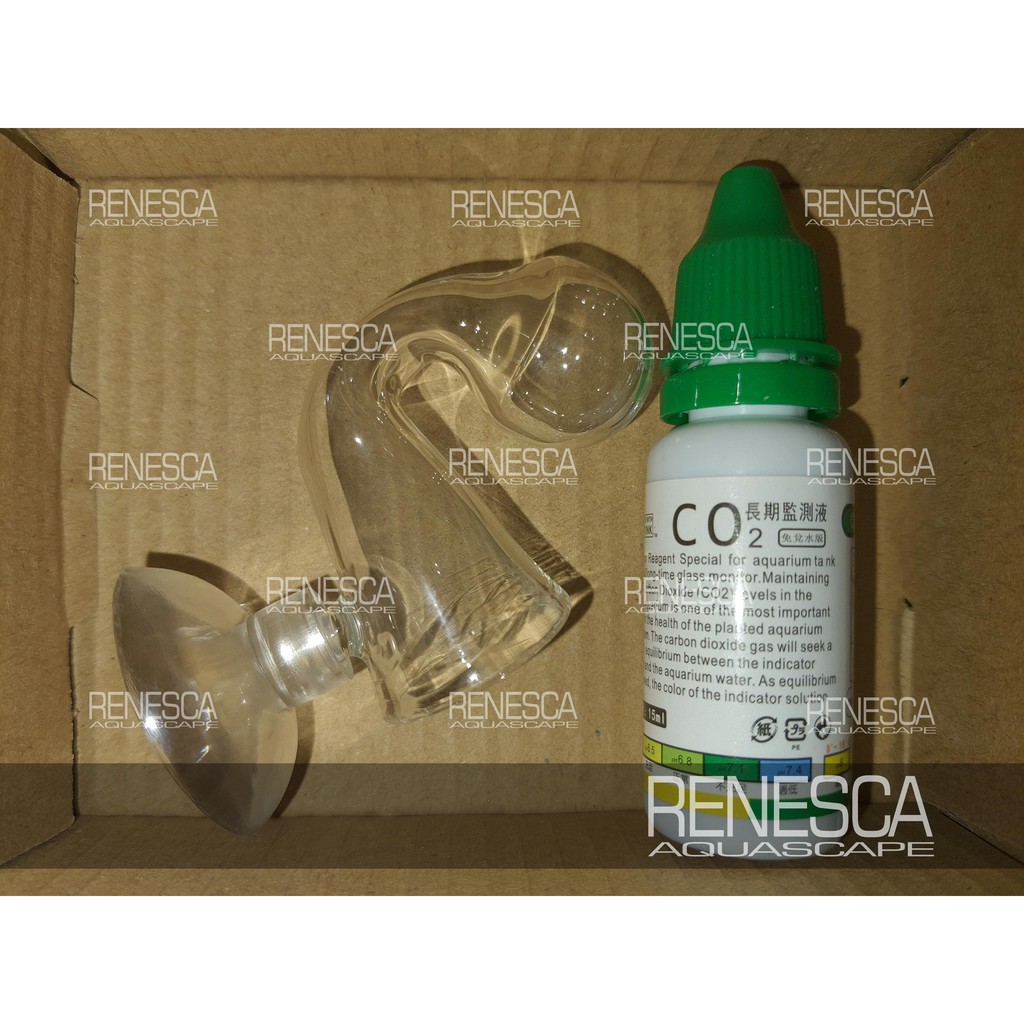 Co2 Indicator Glass Drop Checker + Solution - Aquarium Carbondioxide ...