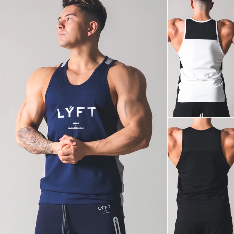 LYFT Men's Fitness Sports Tanks Gym Quick dry Stitching Casual Vest M ...