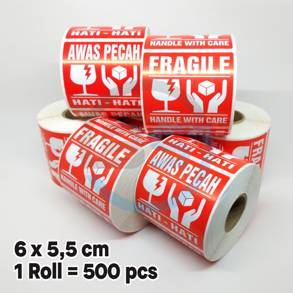 Beware of Break Fragile Label Stickers 6 x 5.5 cm (1 roll 500 pcs ...