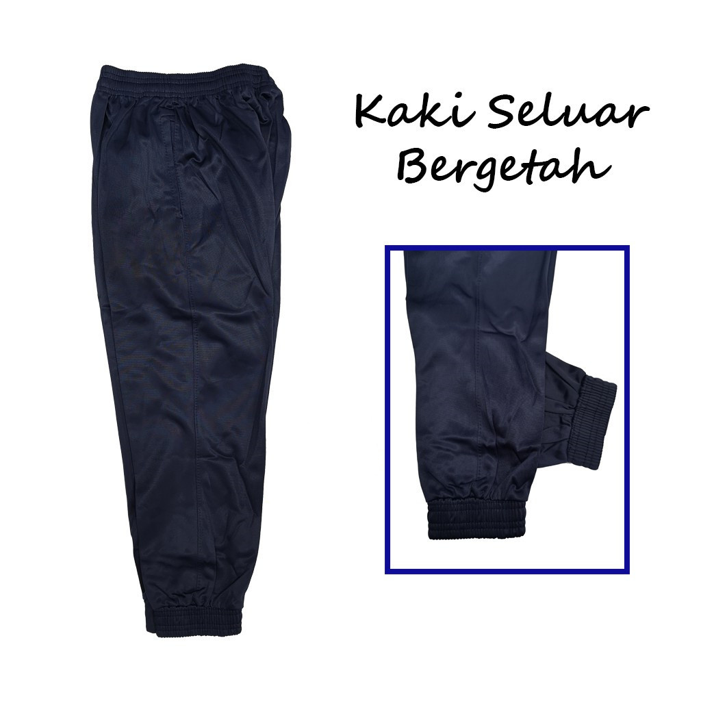 Seluar Track Panjang Hitam dan Biru Gelap Kaki Bergetah | Seluar Sukan ...