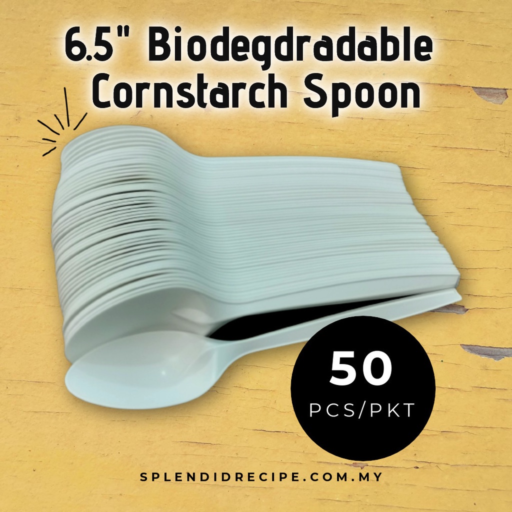 6.5" Biodegdradable Cornstarch Spoon / Fork (50 pcs) | Shopee Malaysia