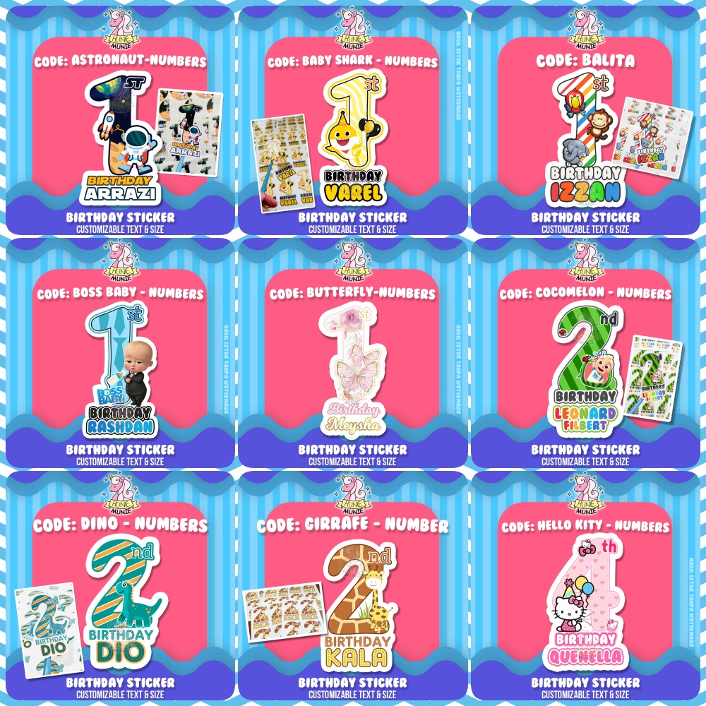 New Custom Birthday Stickers! - Simple Numbers Model Numbers - Giraffe ...