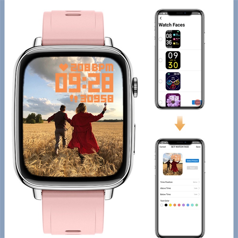 New p41 smart watch 1.69 inch full screen custom dial real-time heart ...