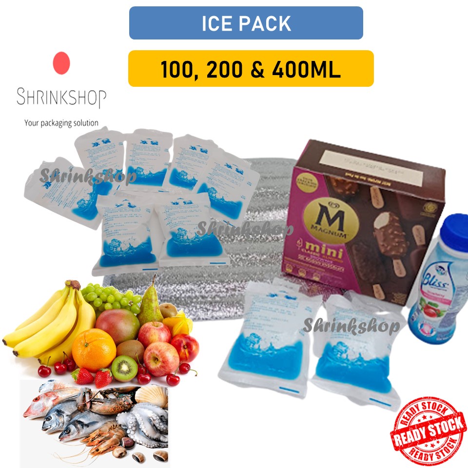 Ice pack Ais Pek 100/200/400ML Reusable Ice Pack For Breastmilk Cooler ...