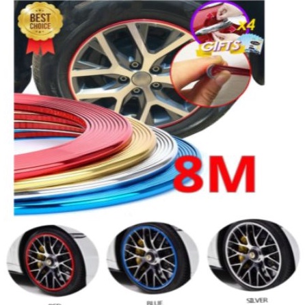 🎉READY STOCK,🎉8M CAR WHEEL RIM STICKER CHROME DECORATION AUTO TIRW ...