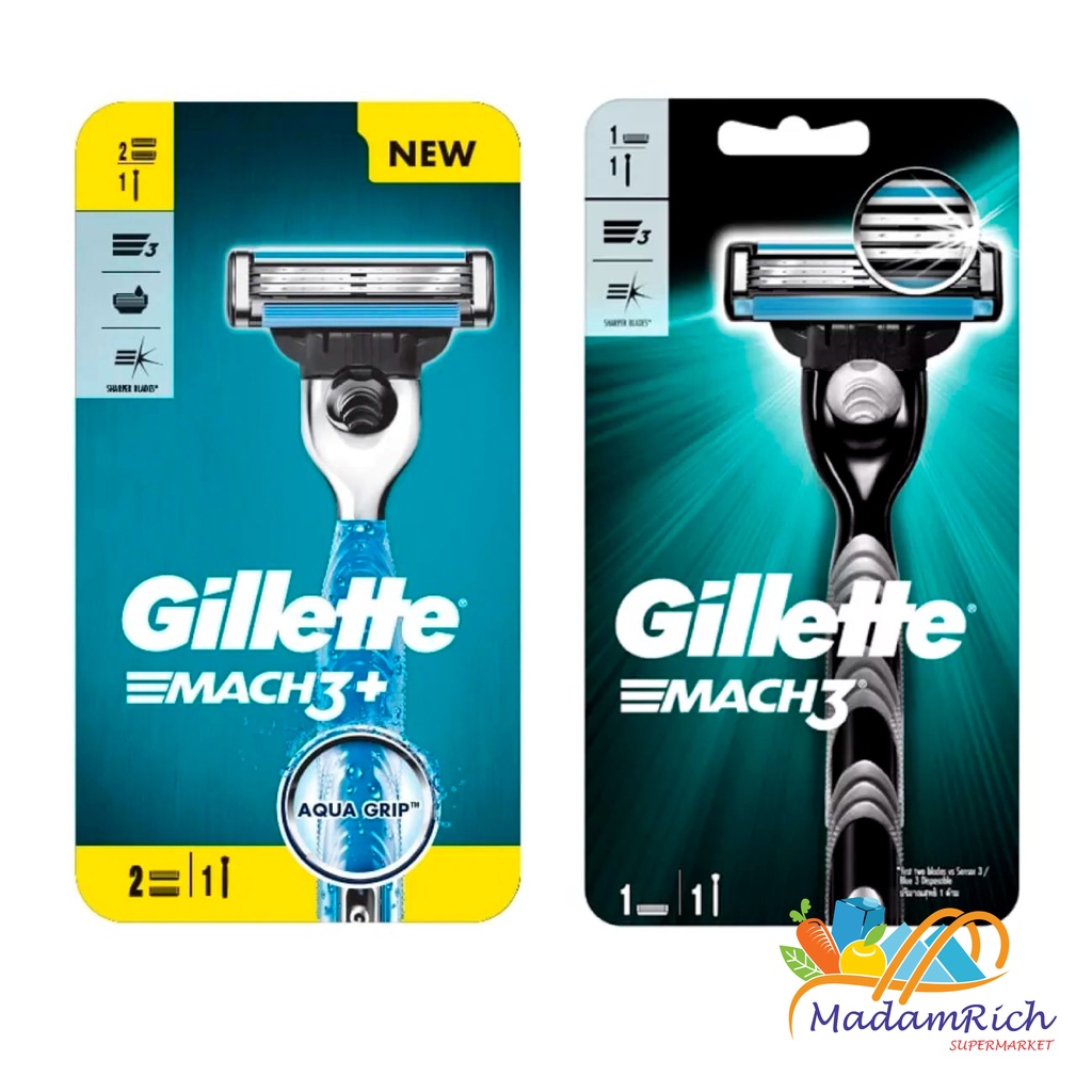 Gillette Mach3+ Shaving Razor Handle With 2 Blades // Mach3 1pc With ...