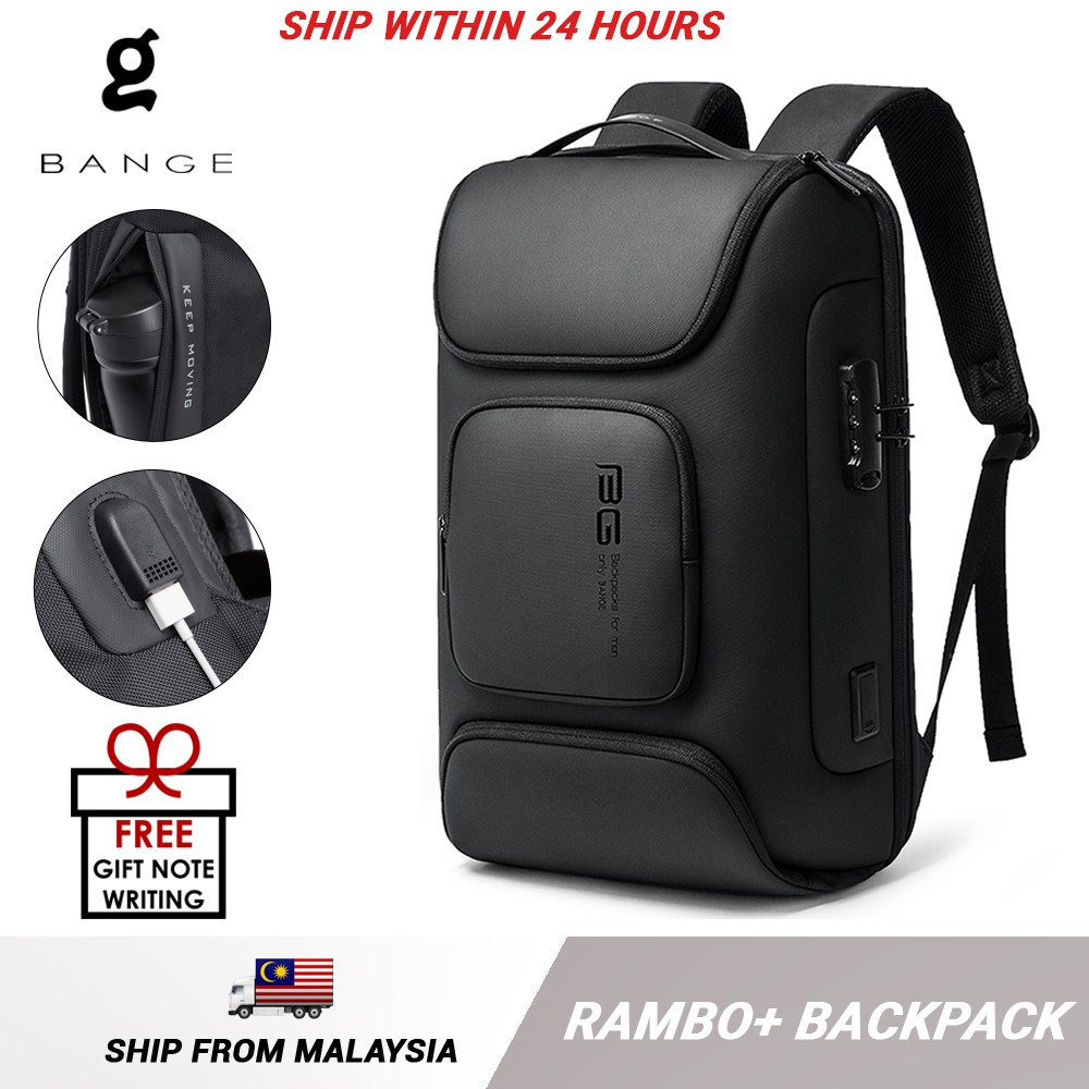 BANGE Rambo Anti-Theft Business Water Resistant Laptop Backpack with ...