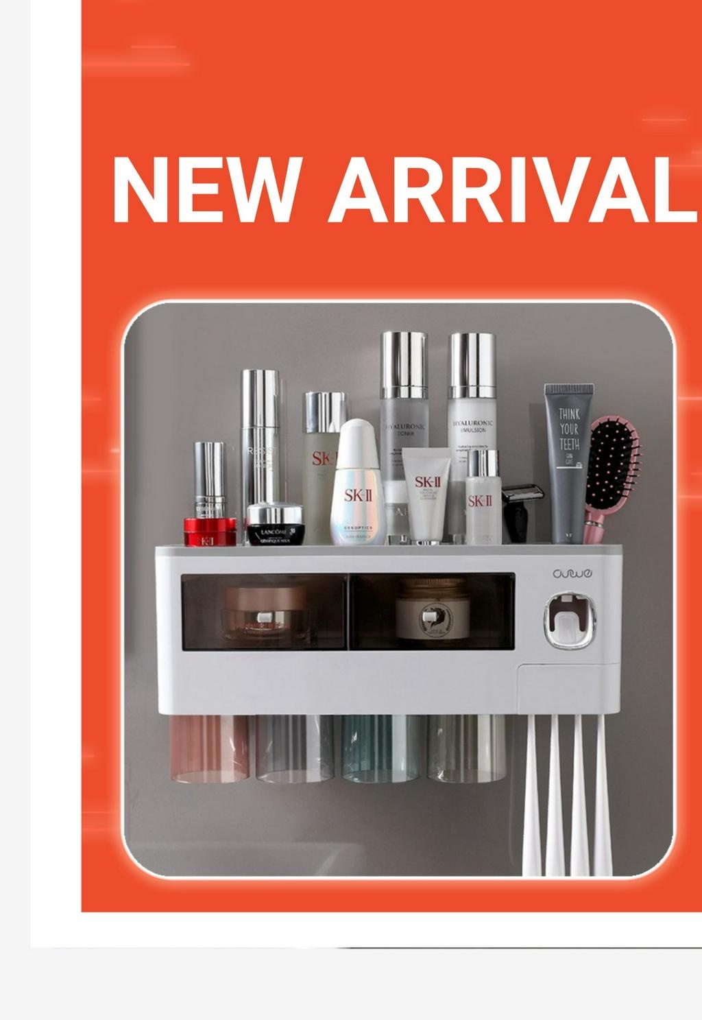 NEW Modern Wall Mounted Toothbrush Holder Toothpaste Dispenser Punch ...