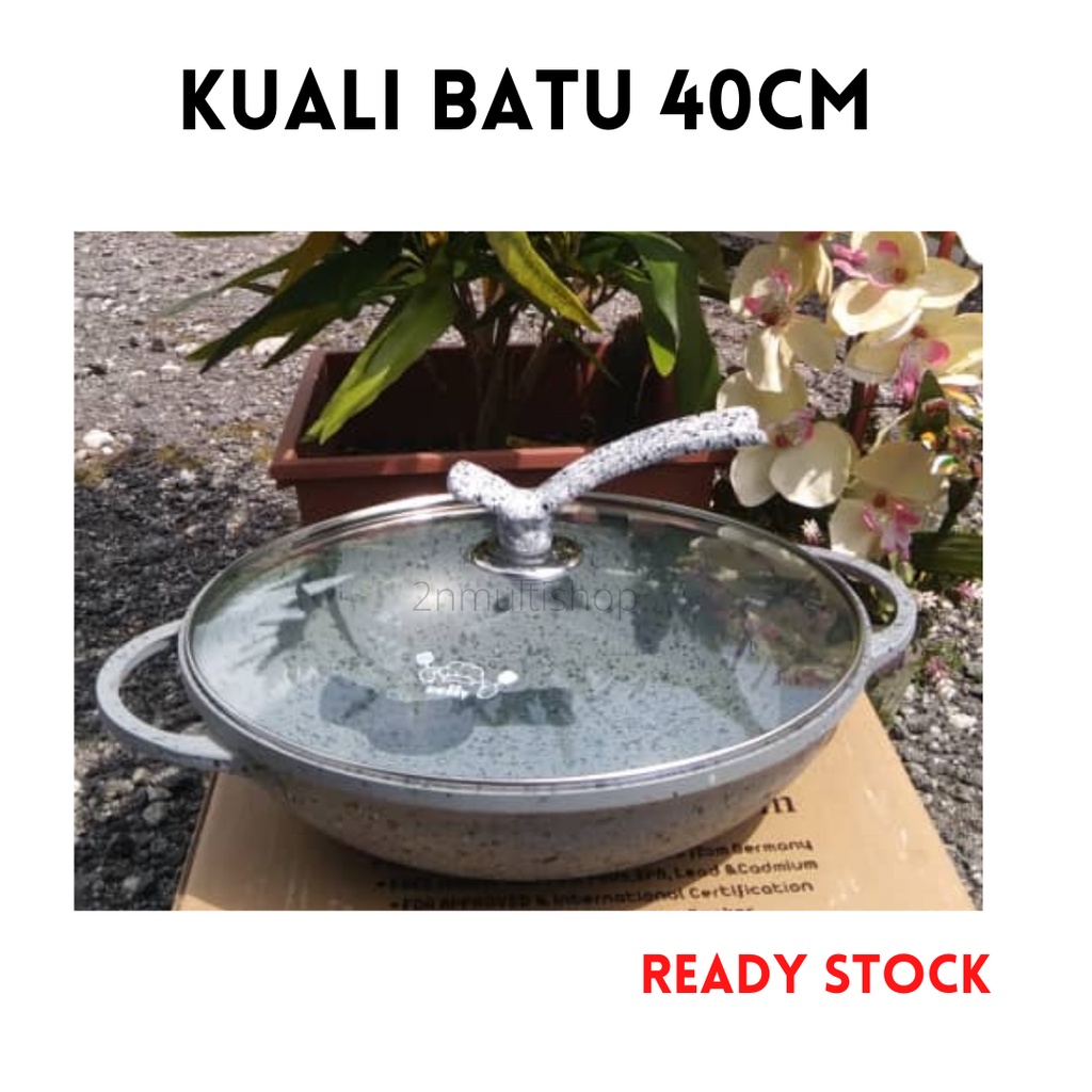 KUALI BATU GRANITE 40cm Wok Ceramic Kuali Periuk Batu Non Stick Stone ...