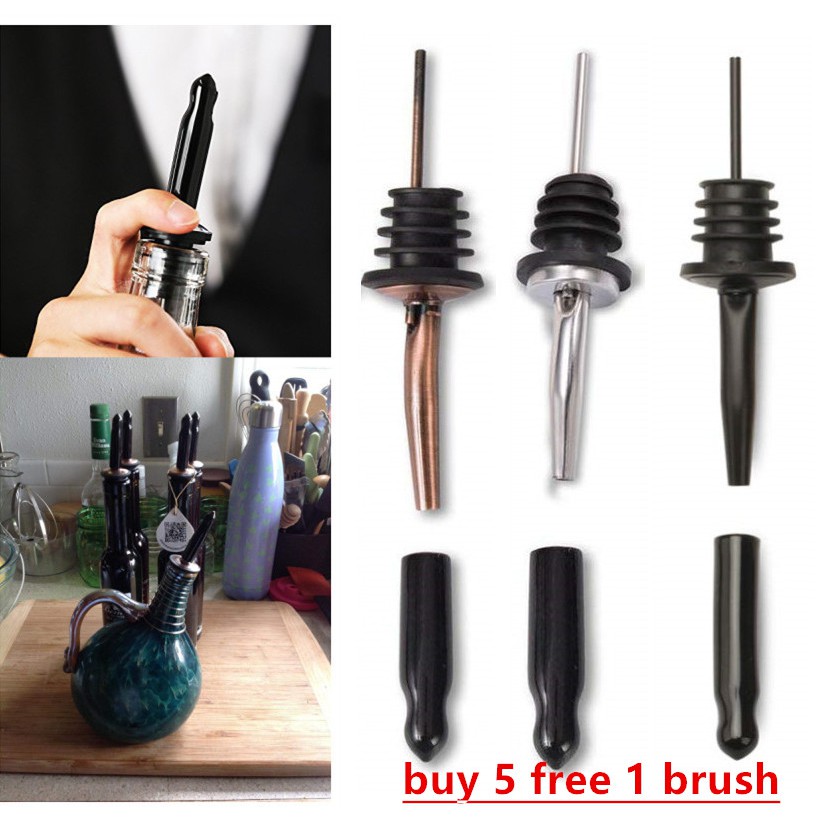 Liquor Pourer Flow Wine Bottle Pour Spout Stopper Stainless Steel Cap ...