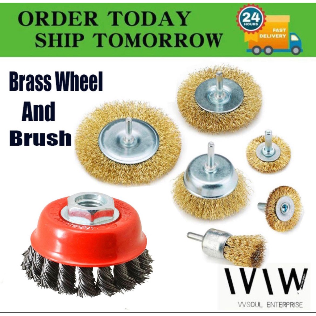 Brush Wire /Brass Brushes Wheel Cup Grinder Drill /Paint Removal Polish ...