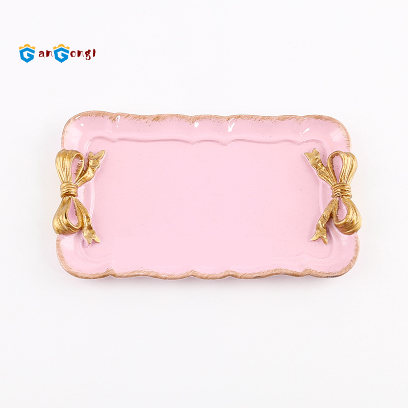 European Style Bow Cake Storage Trays Makeup Organizer Dessert Plate ...
