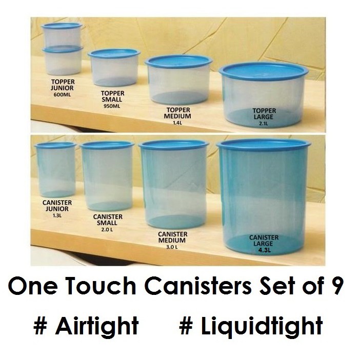 9x Tupperware One Touch Canister 600ml 950ml 1.4L 2.0L 1.25L 2L 3L 4.3L | Shopee Malaysia
