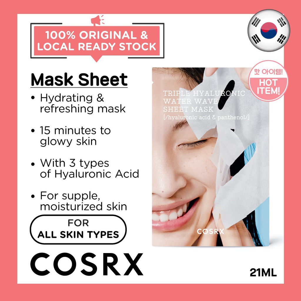 COSRX Triple Hyaluronic Water Wave Sheet Mask 21ml Hyaluronic Acid ...