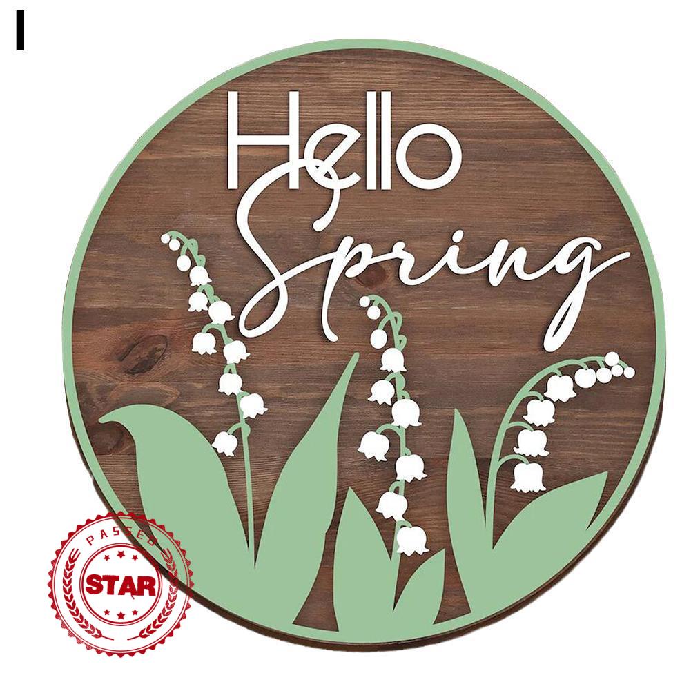 Welcome Spring Wreath Sign Front Door Porch Decor Rustic Round Sign ...