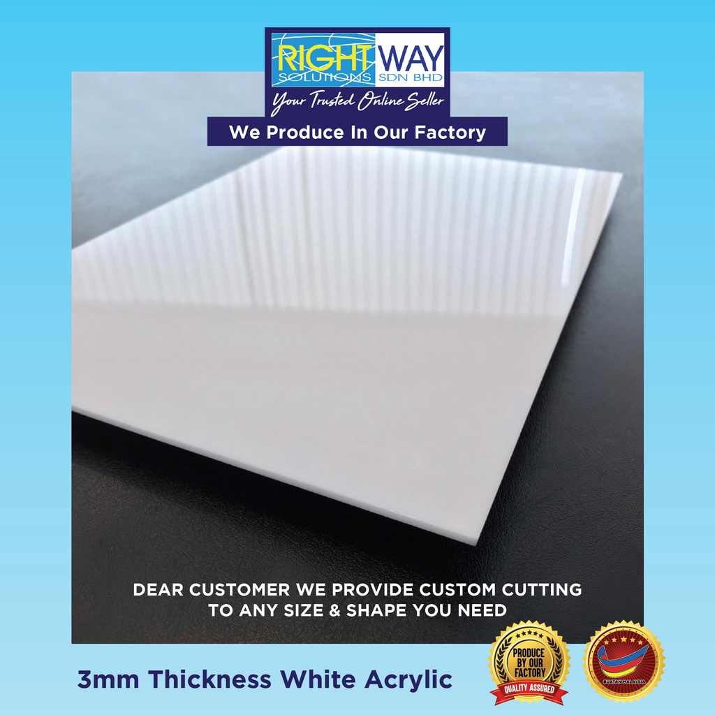3mm THICKNESS WHITE ACRYLIC SHEET ( SIZE : 435mm x 435mm ) | Shopee ...