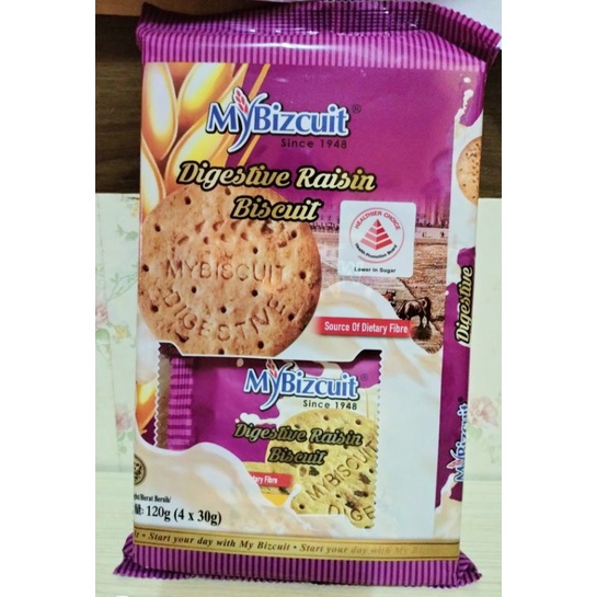 MYBIZCUIT DIGESTIVE RAISIN BISCUIT LOW SUGAR HEALTHY CHOICE | Shopee ...