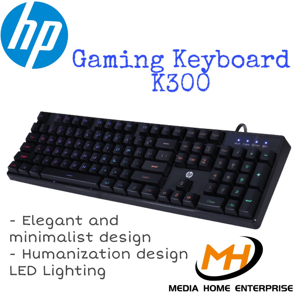 HP Gaming Wired Keyboard K300 - LED Backlit, Adjustable Leg | Shopee ...