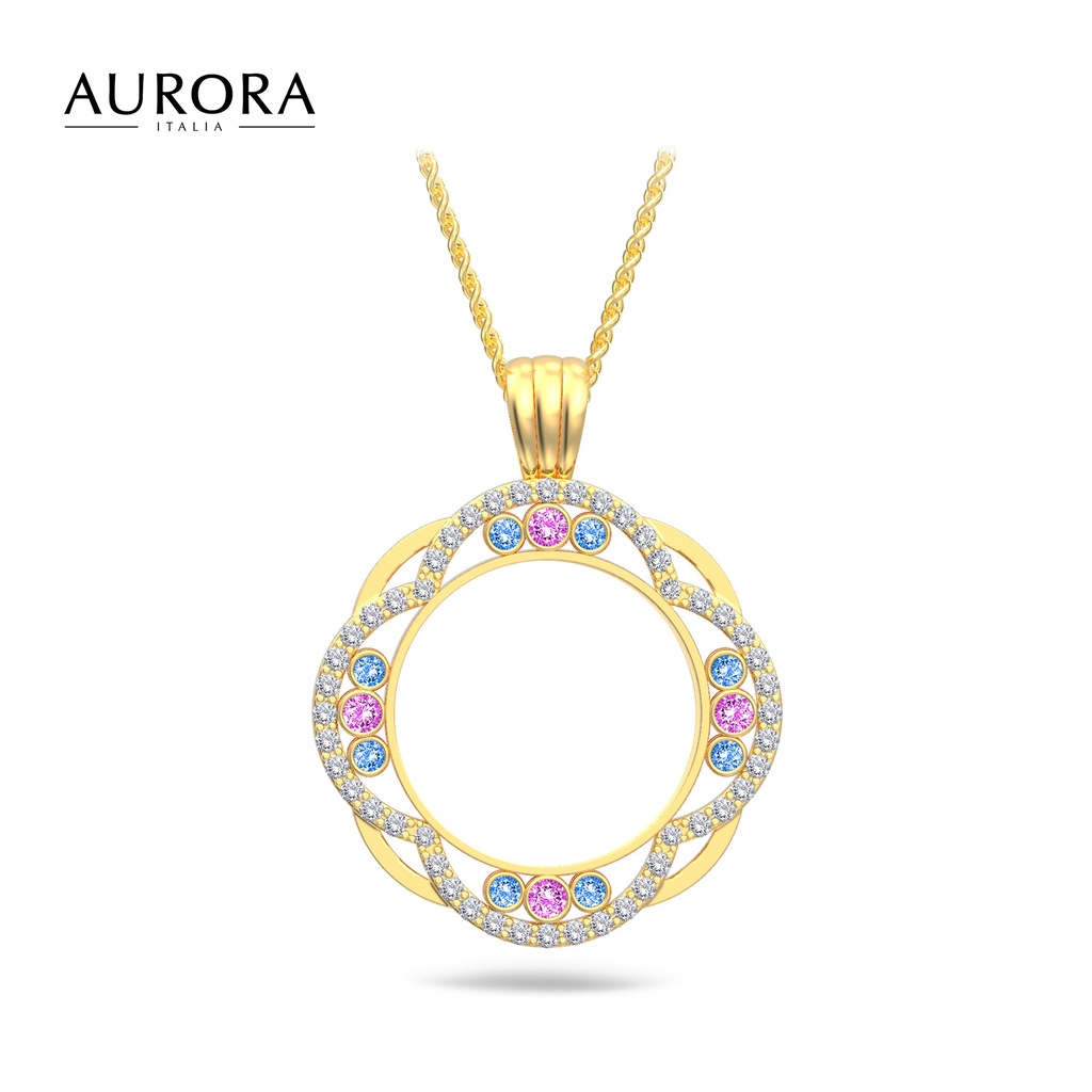 AURORA ITALIA Rainbow Pendant/ Coin Casing 24K Gold Plated (Gold Coin ...
