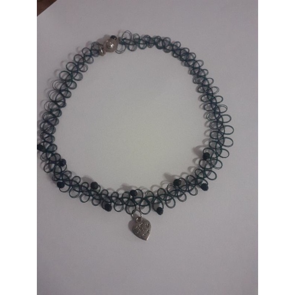 Rantai Tattoo Choker Mix Kristal + Charm ada lock + Free Gift | Shopee ...