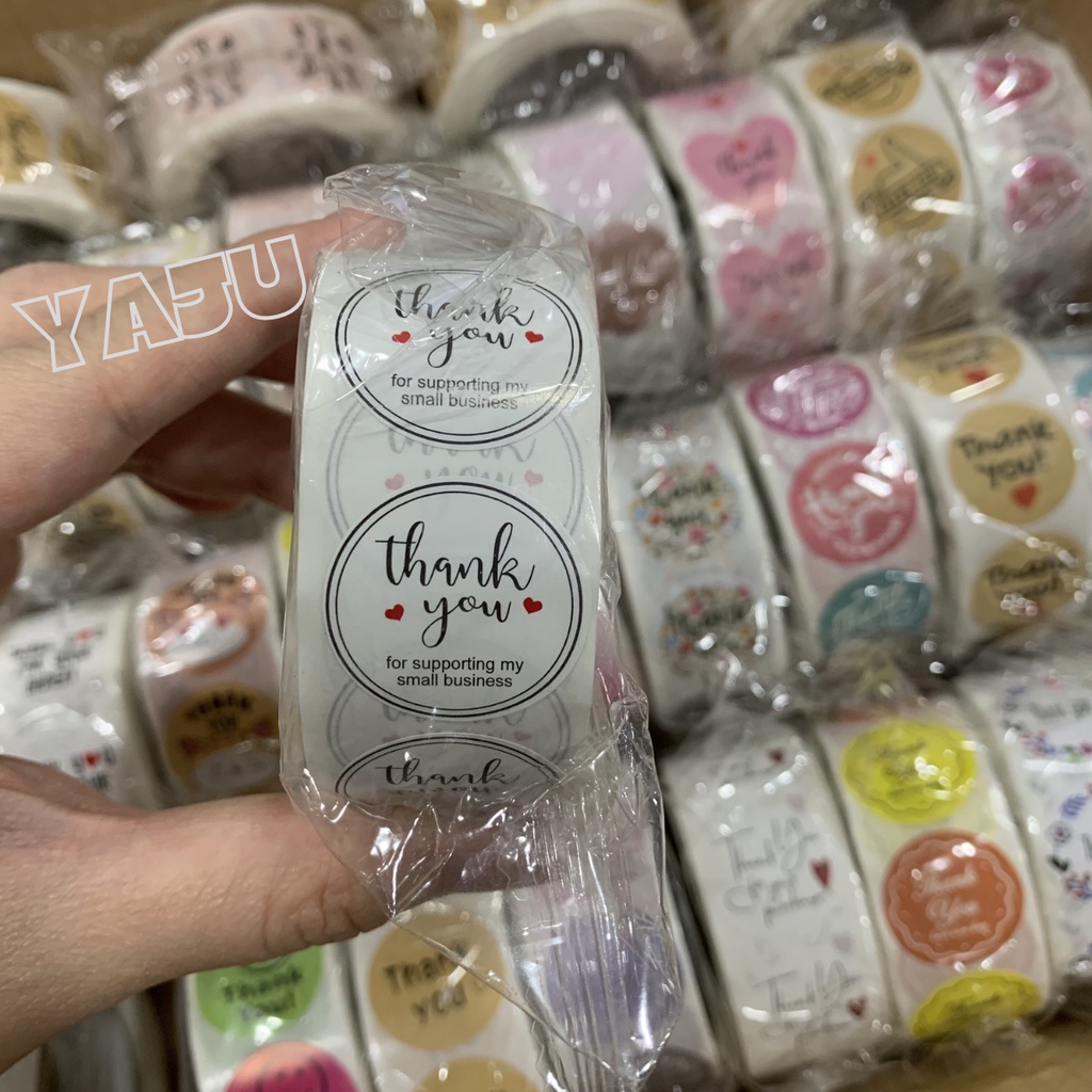 【YAJU!】Thank You & Handmake Sticker 25MM Label Seal Love Terima Kasih ...