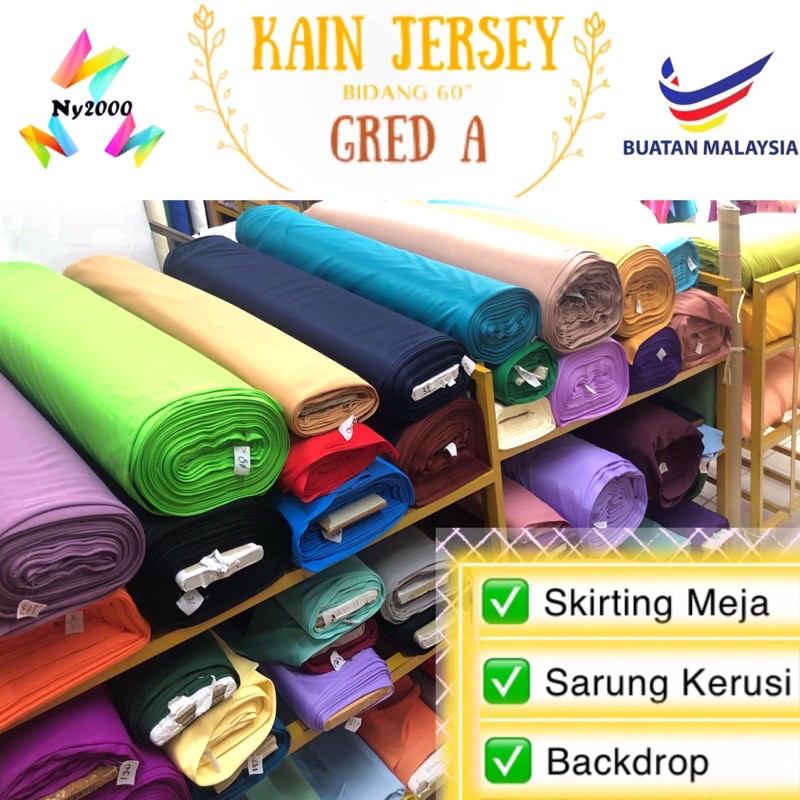 KAIN JERSEY Interlock Bidang 60” (GRED A) / Kain JC Kosong Tebal Getah ...